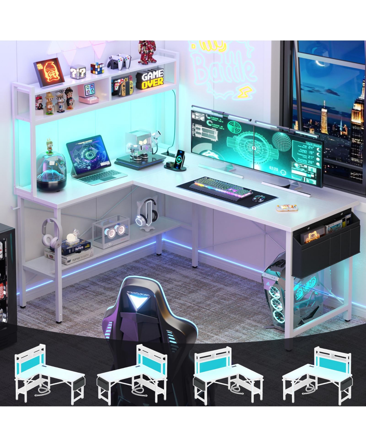 Click here for Aheaplus 49 Reversible L Shaped Gaming Desk with P... prices