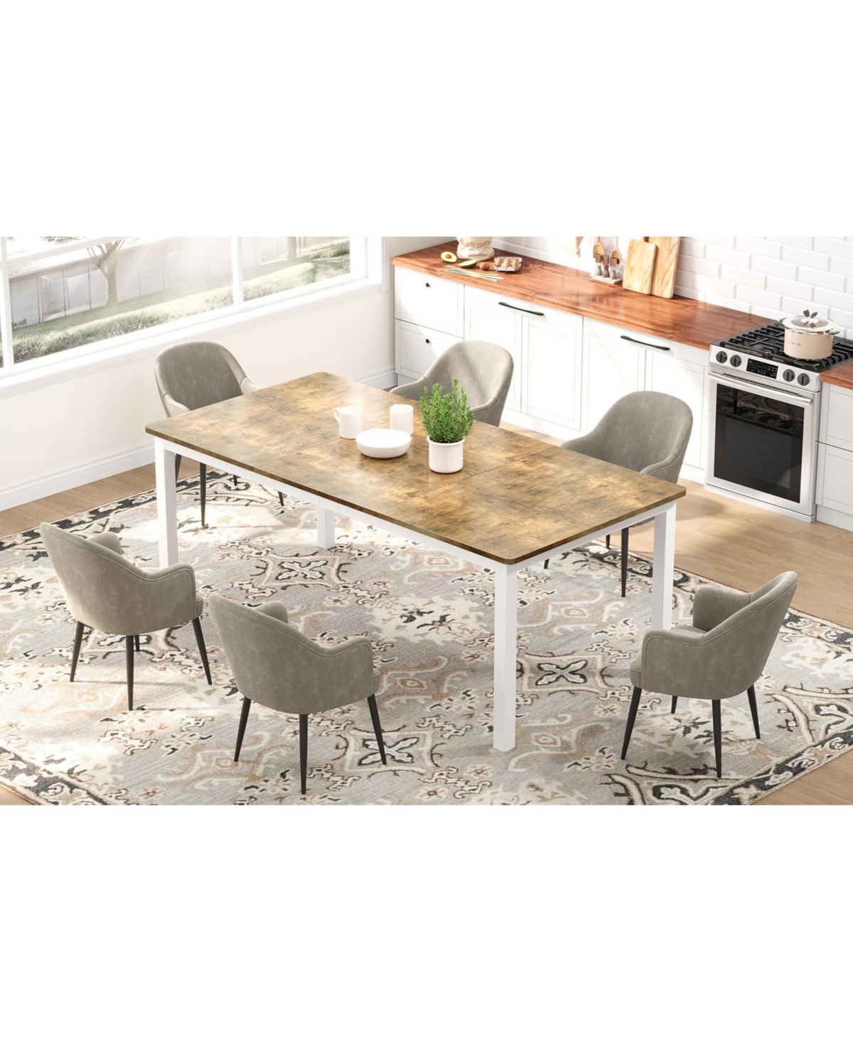 Click here for gaomon Kitchen Table Industrial Dining Table Large... prices
