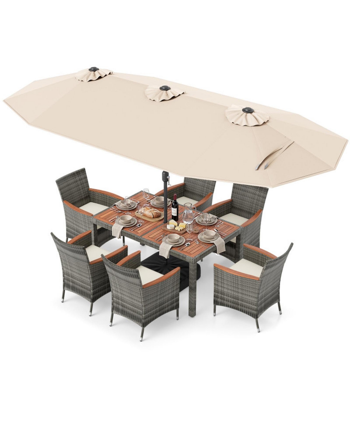 Click here for Sugift 8-Piece Outdoor Wicker Dining Furniture wit... prices