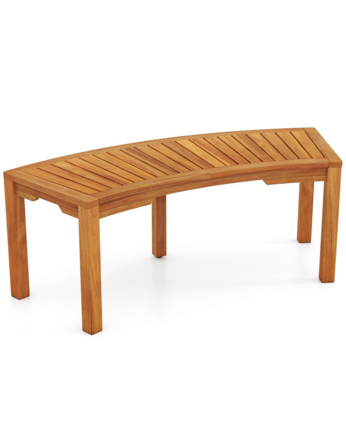 Click here for Gouun Single Acacia Wood Curved Outdoor Garden Ben... prices