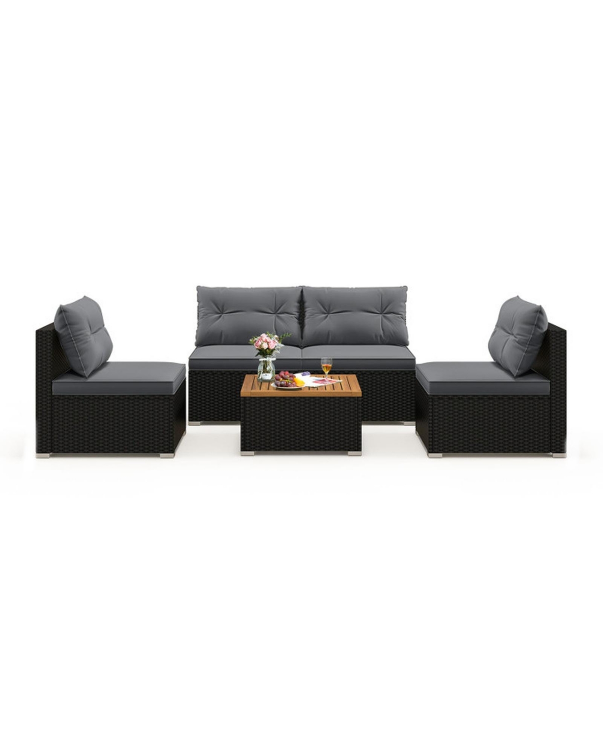 Click here for Gouun 5-Piece Pe Rattan Conversation Set with Acac... prices