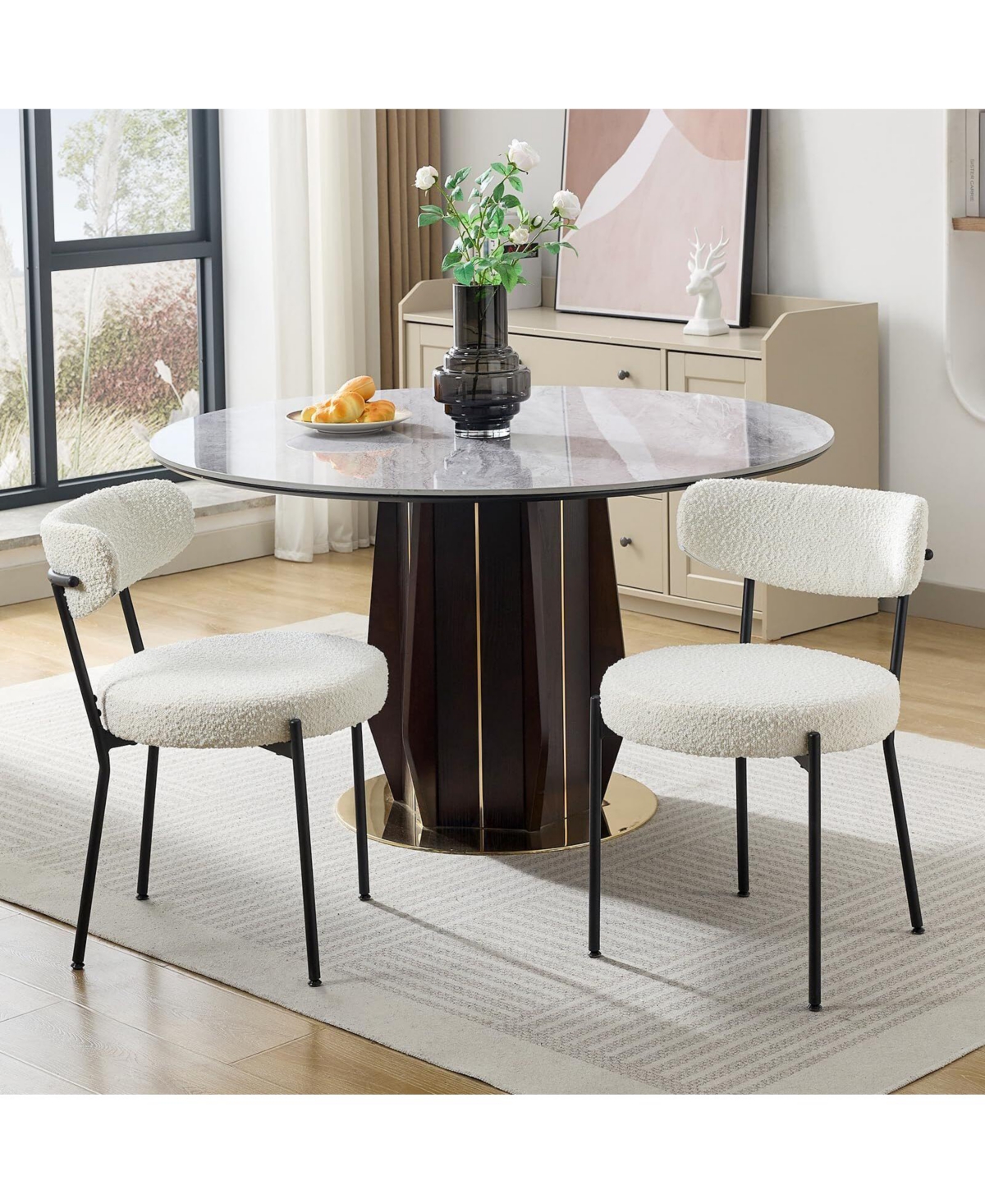 Click here for gaomon Set of 2 Mid Century Boucle Upholstered Din... prices