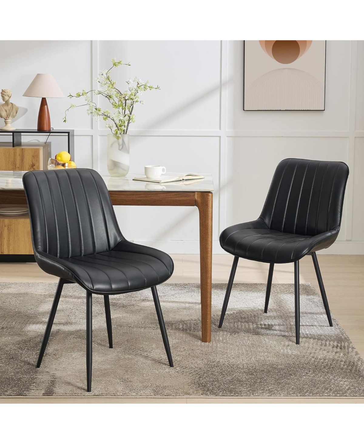 Click here for gaomon Set of 2 Modern Faux Leather Upholstered Di... prices