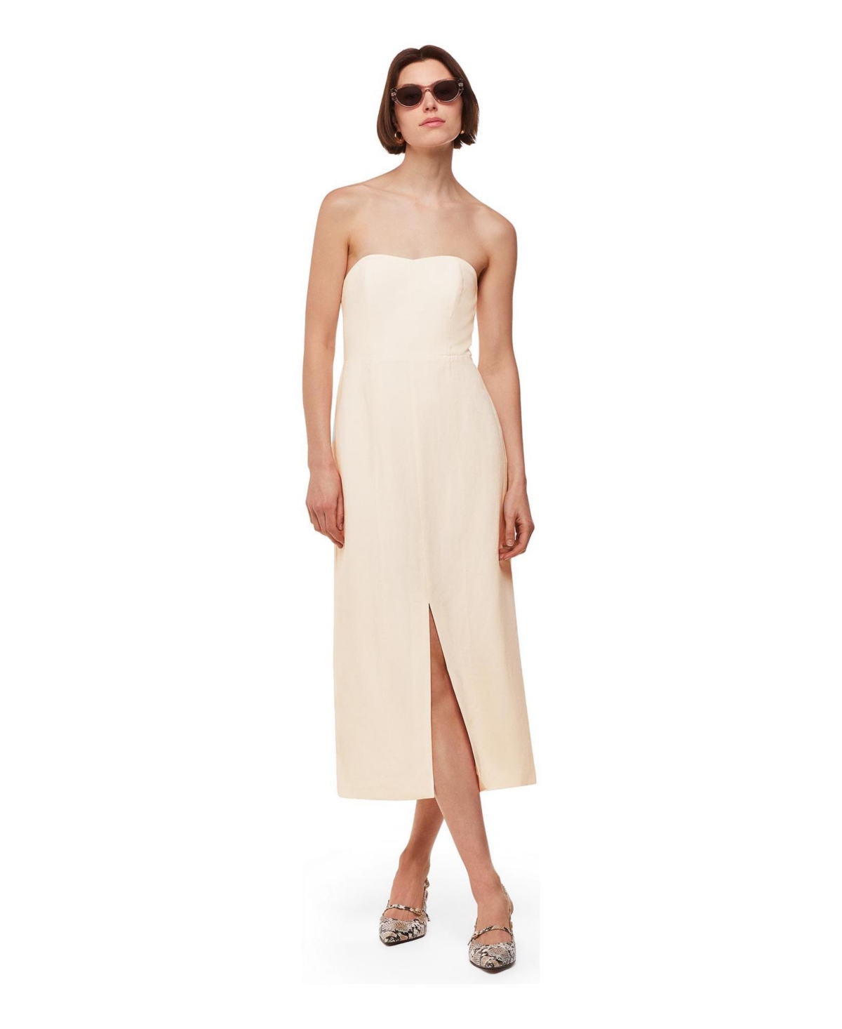 Click here for Whistles Womens Bandeau Front Slit Midi Dress - Ne... prices