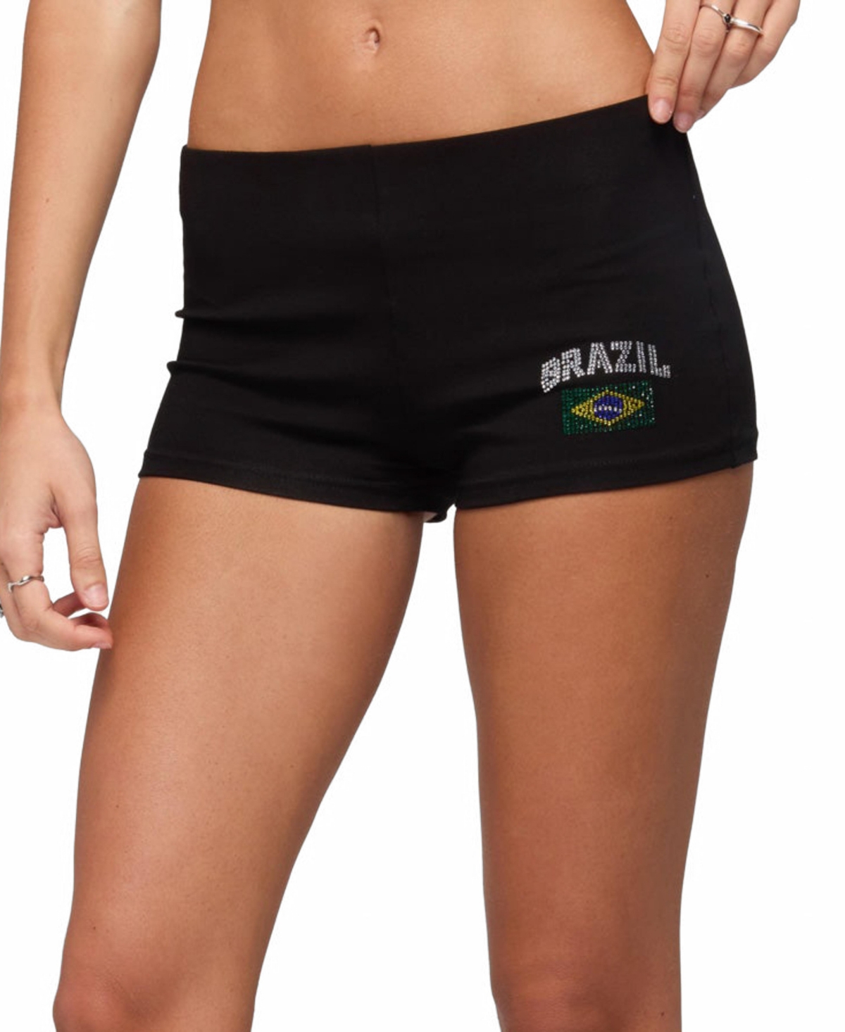 Click here for Edikted Womens Brazil Rhinestone Low Rise Shorts -... prices