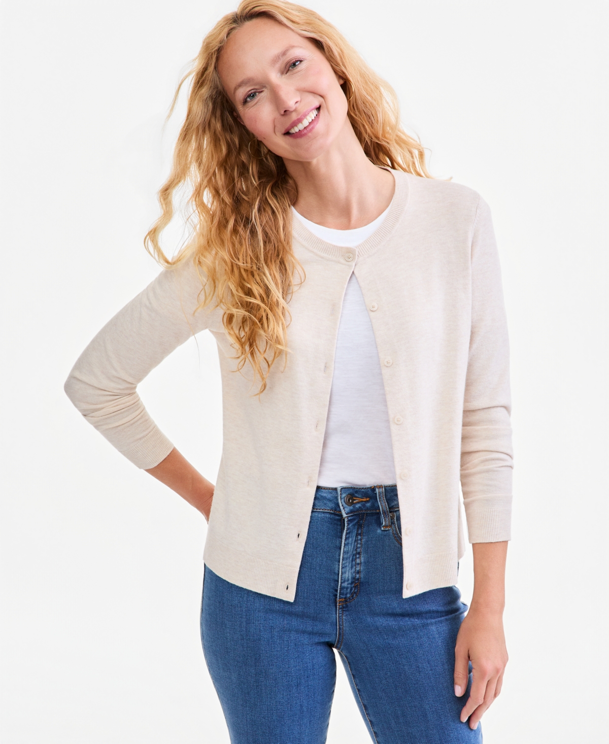 Click here for Style & Co Womens Button-Down Long-Sleeve Cardigan... prices