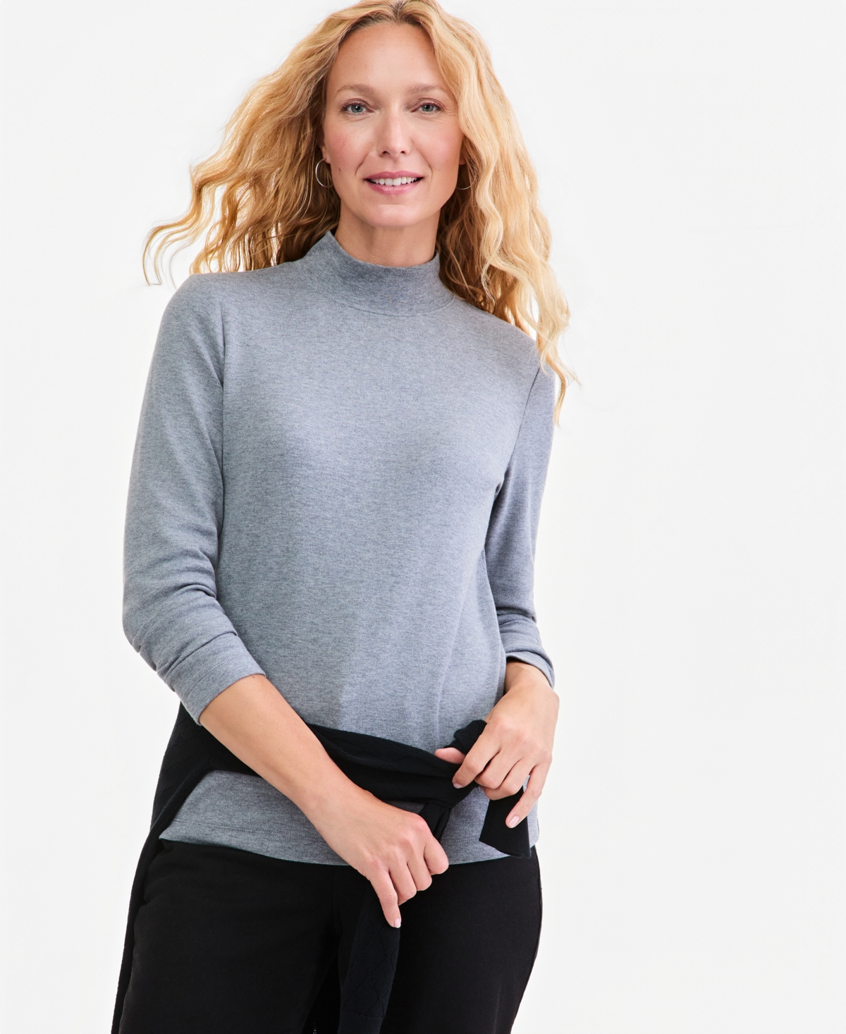 Click here for Style & Co Womens Cotton Mock-Neck Long-Sleeve Tee... prices