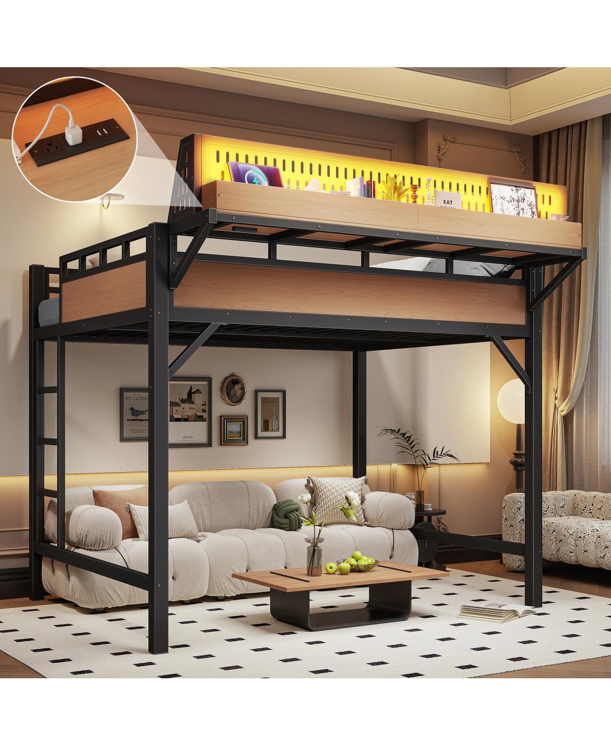 Click here for Streamdale Furniture Metal Loft Bed with Storage U... prices