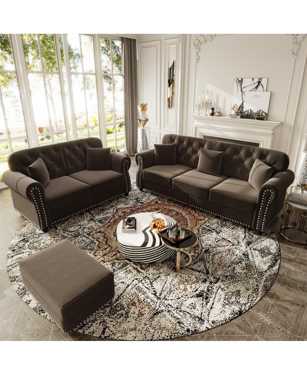 Click here for Streamdale Furniture Velvet Chesterfield Sofa with... prices
