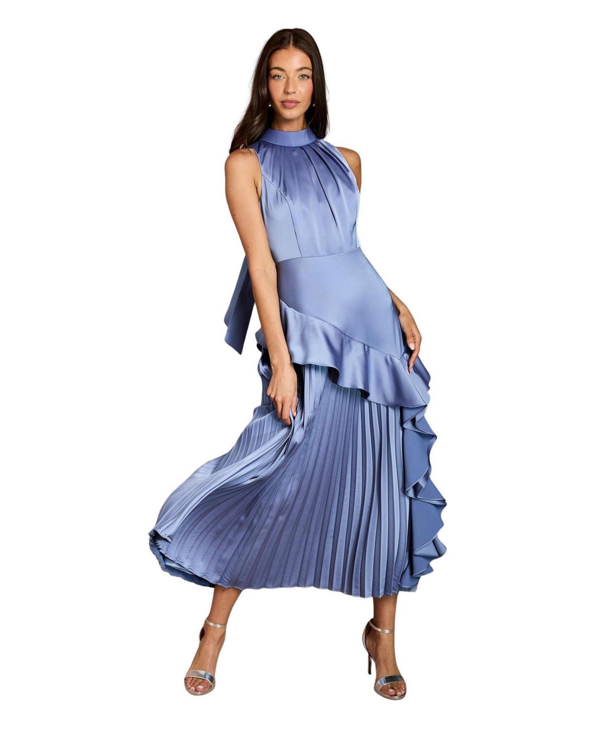Click here for Coast Womens Satin Crepe Dress - Blue prices