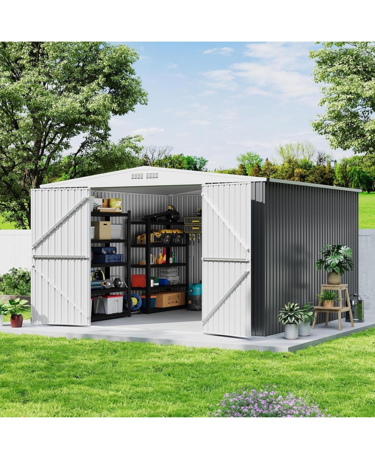Click here for gaomon 10x10 Feet Outdoor Metal Storage Shed Galva... prices