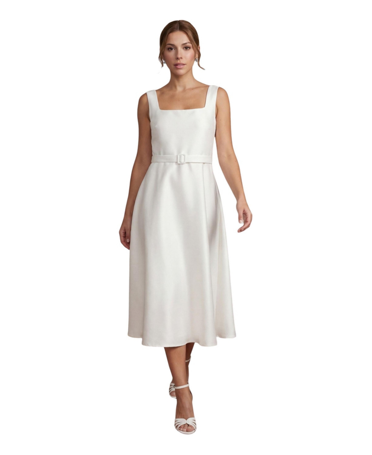 Click here for Coast Womens Belted A-Line Midi Dress - Ivory prices