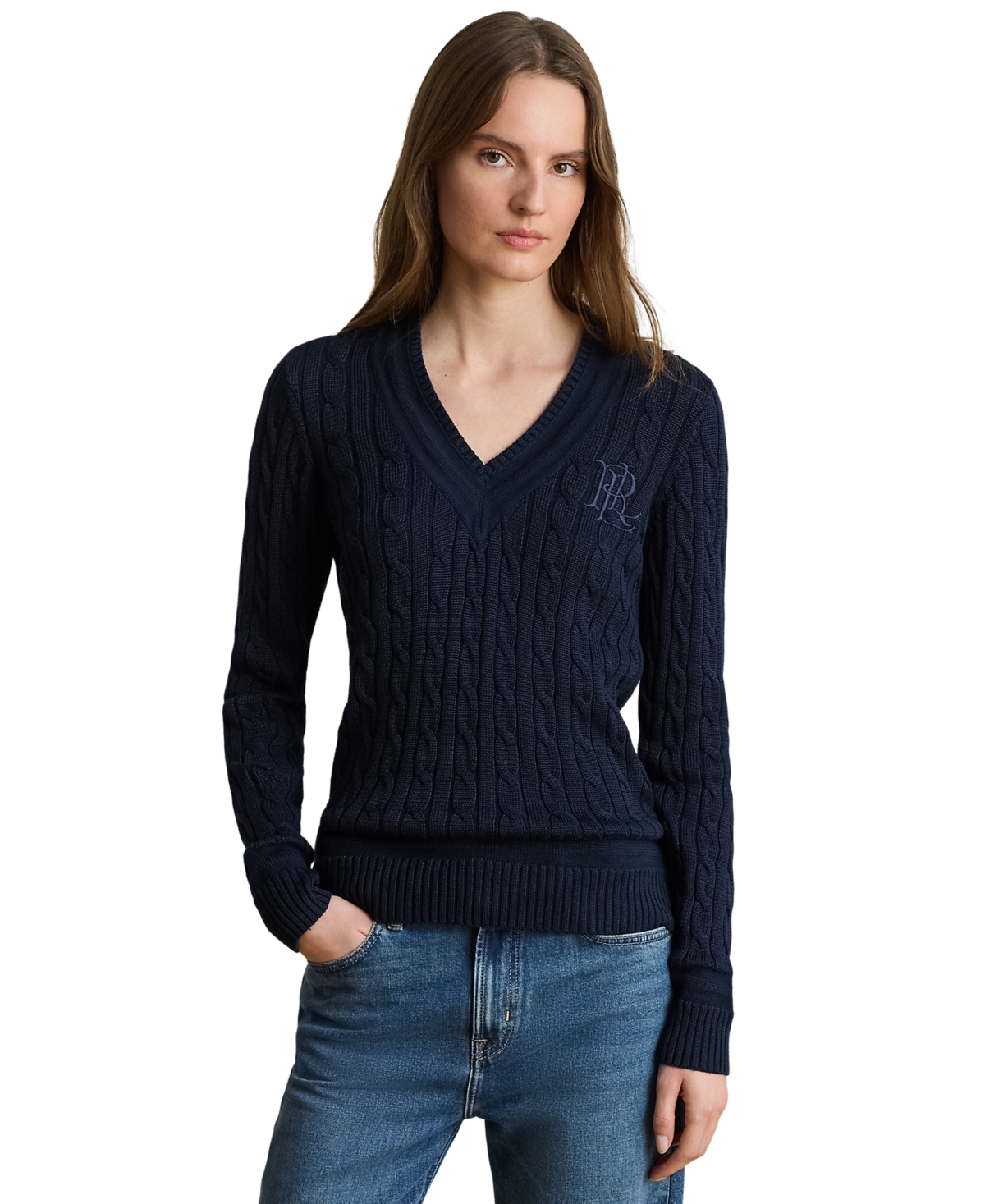 Click here for Lauren Ralph Lauren Petite Shimmer Cotton-Blend Cr... prices