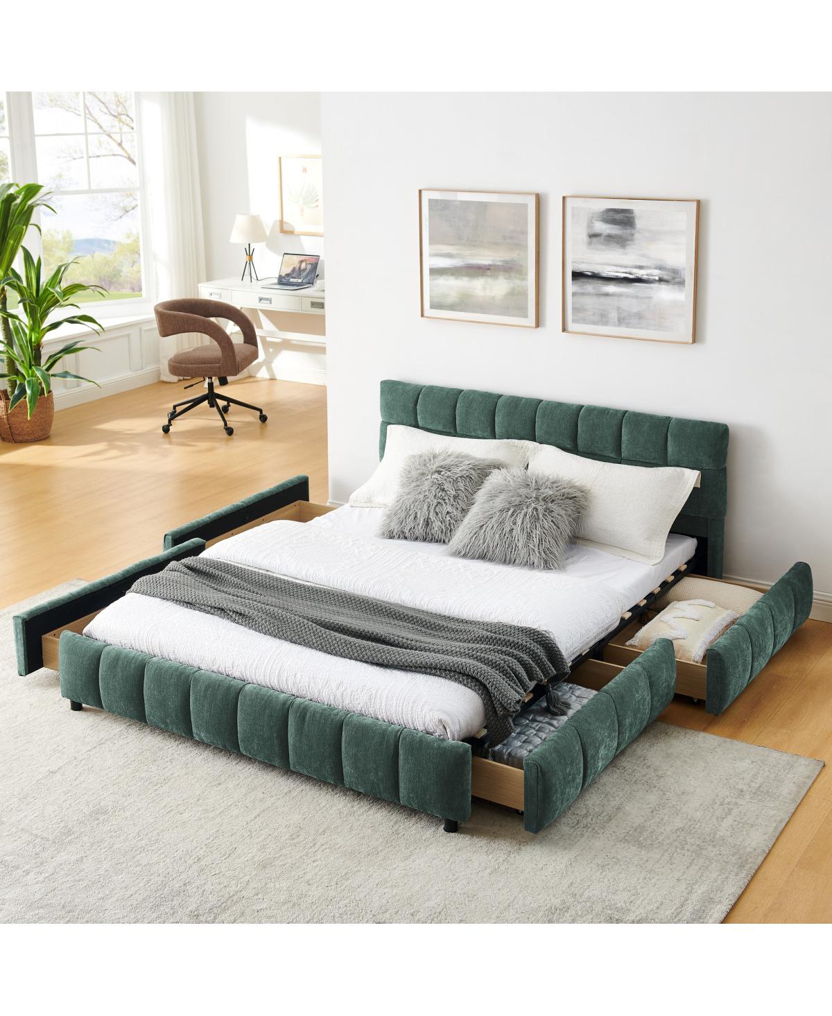Click here for Streamdale Furniture Upholstered Chenille Bed Fram... prices