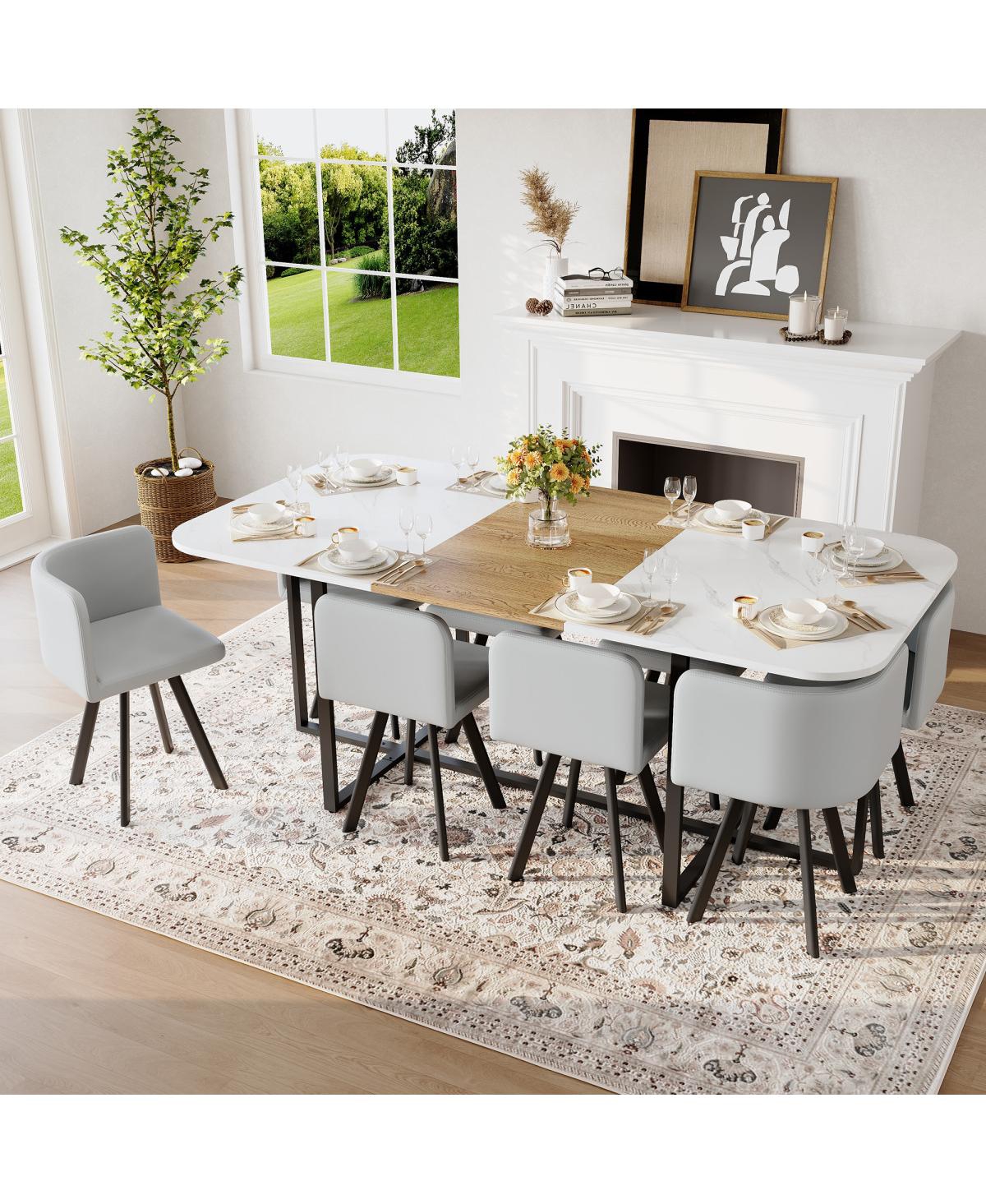 Click here for Streamdale Furniture 9-Piece Square Faux Marble Di... prices