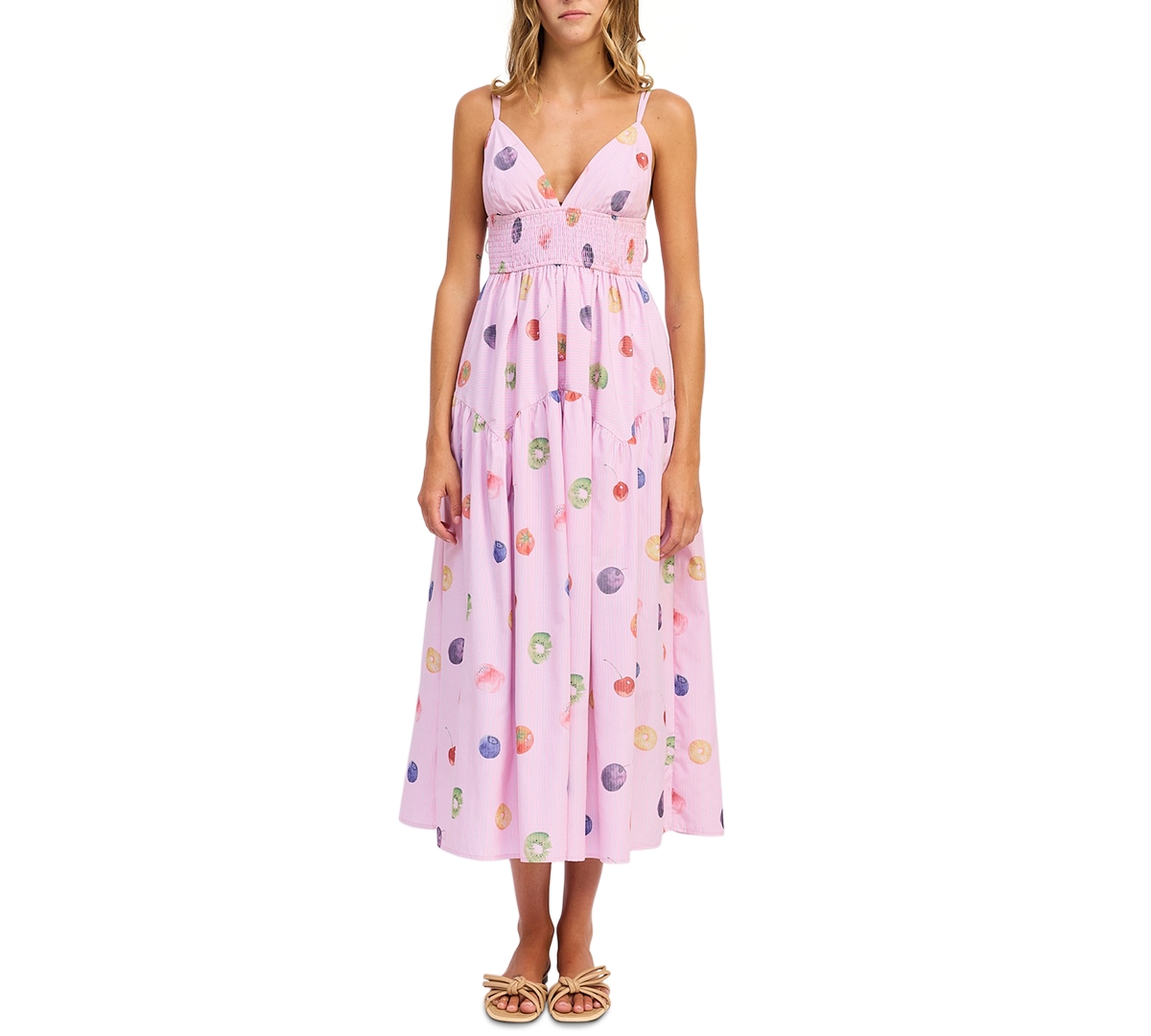 Click here for En Saison Womens V-Neck Fruit Medley Dress - Pink... prices