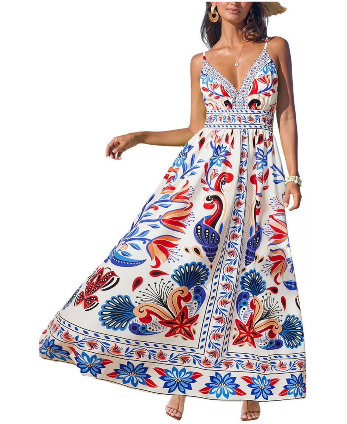 Click here for Cupshe Womens Blooming Floral Maxi Beach Dress - B... prices