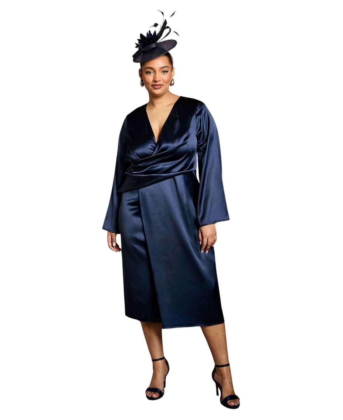 Click here for Coast Womens Satin Wrap Dress - Navy prices
