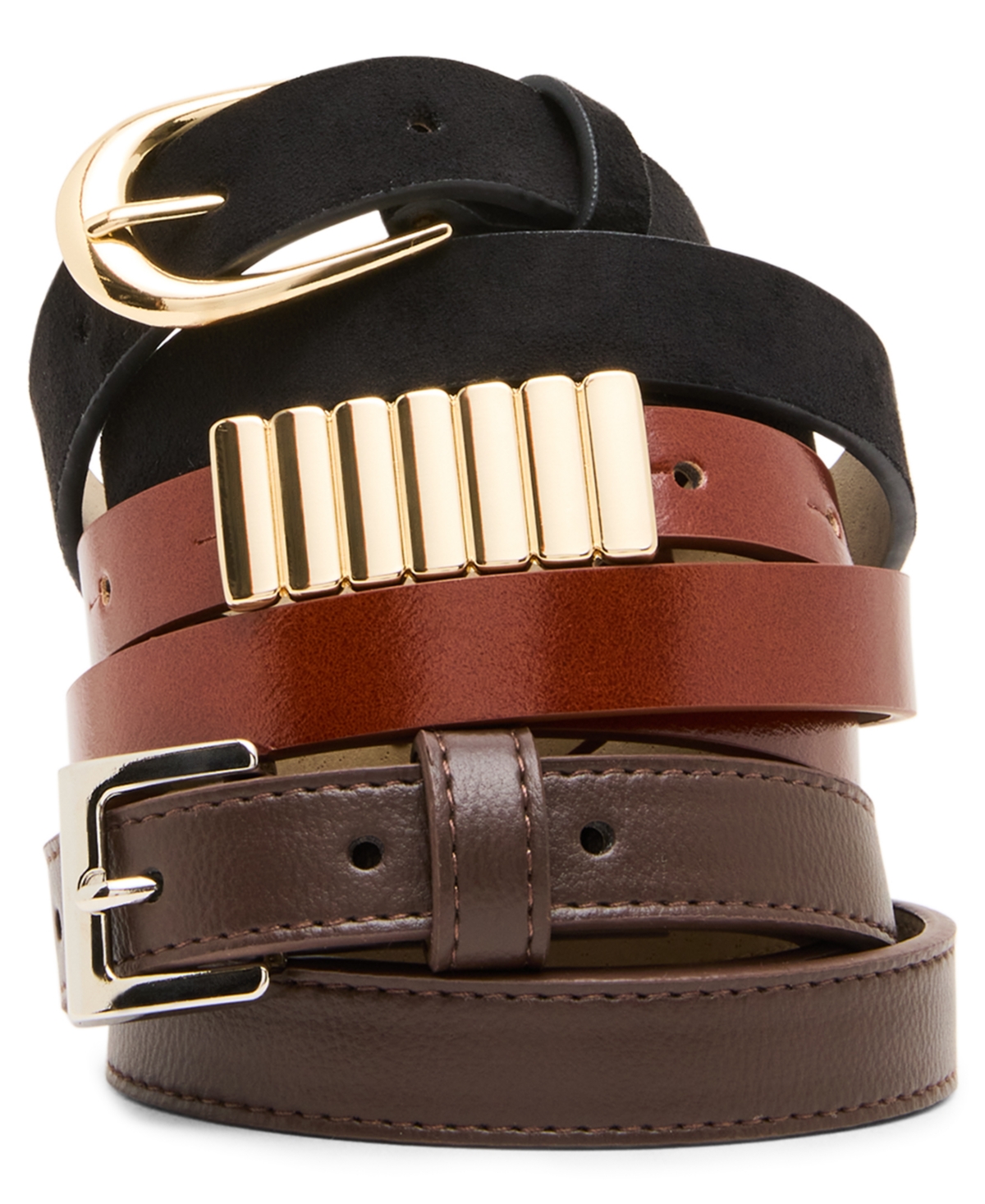 Click here for Steve Madden Glazed Polyurethane Belt  3-Pack - Bl... prices