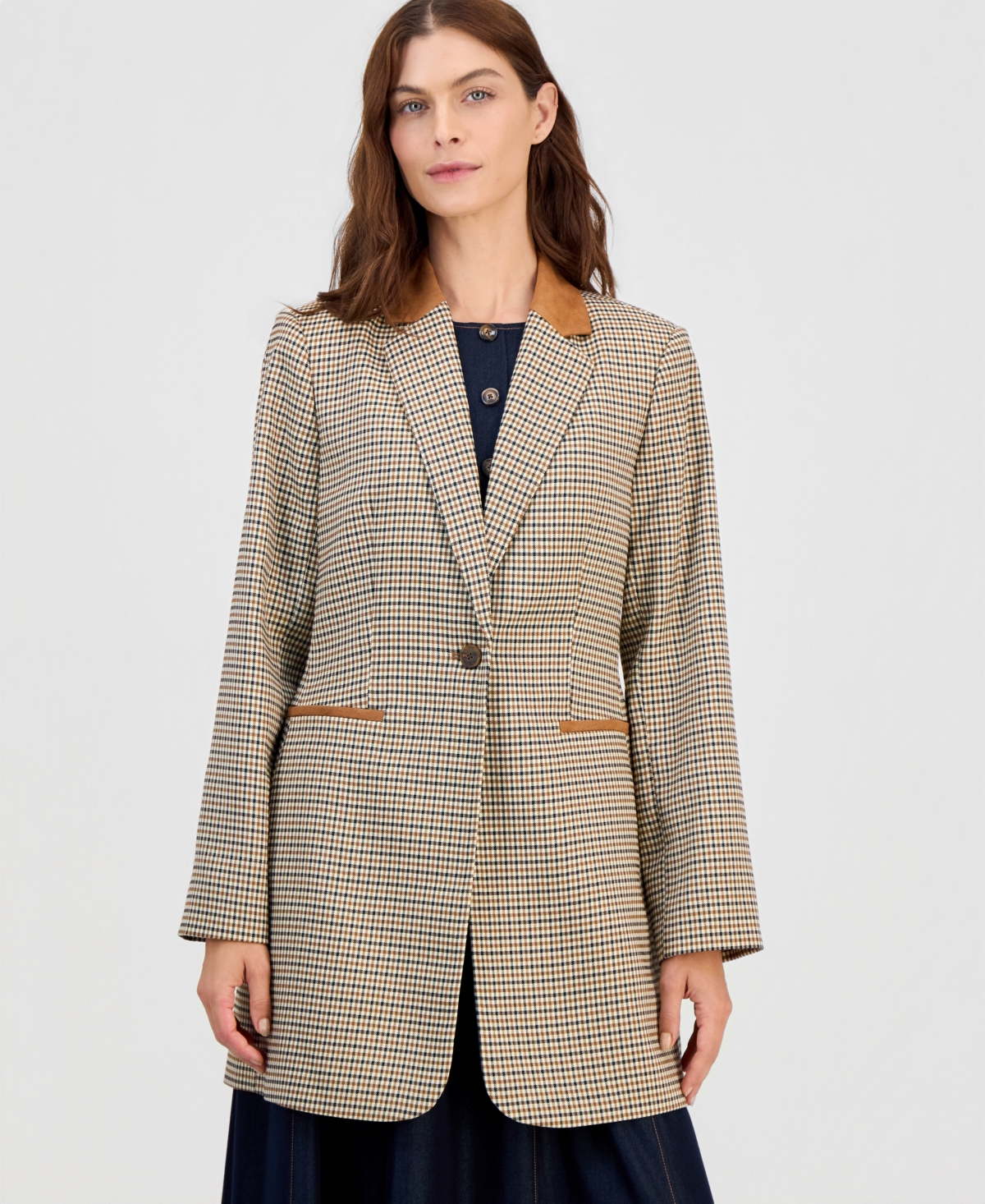 Click here for Tahari Asl Womens Plaid Topper Jacket - Ivory Lugg... prices