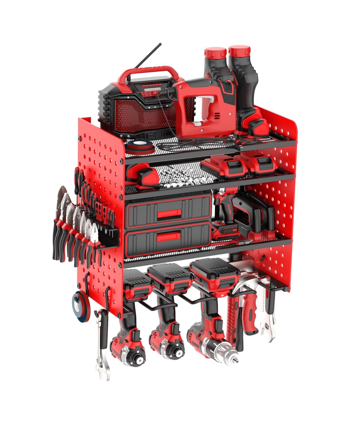 Click here for Xdovet Wall-mounted power tool storage rack - Red prices