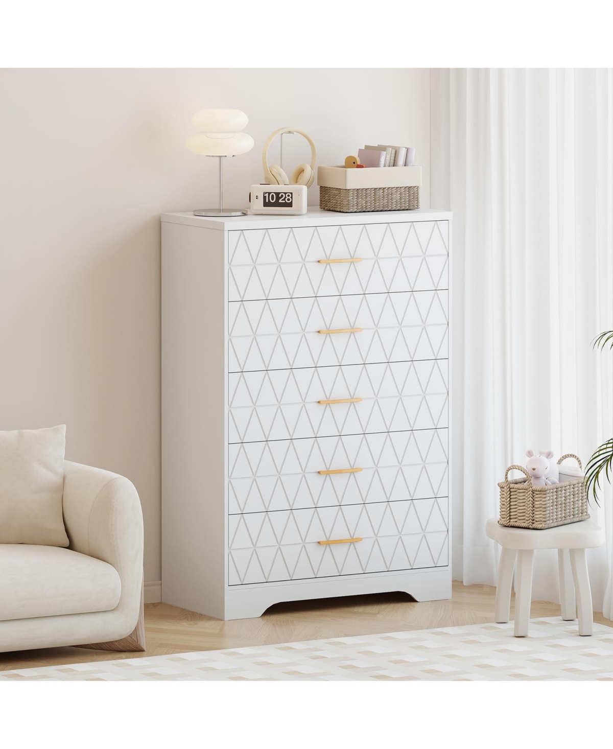 Click here for homfan 5 Drawer Tall Dresser with Handles  Narrow... prices