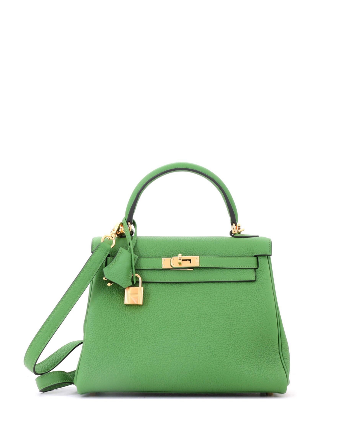 Click here for Pre-Owned HERMES Kelly 25 Handbag Green Togo with... prices