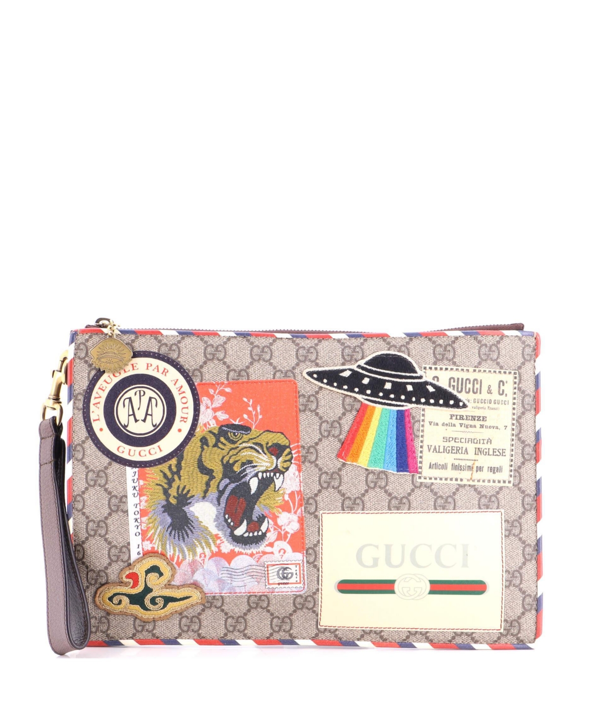 Click here for Pre-Owned Gucci Courrier Pouch Gg Coated Canvas wi... prices