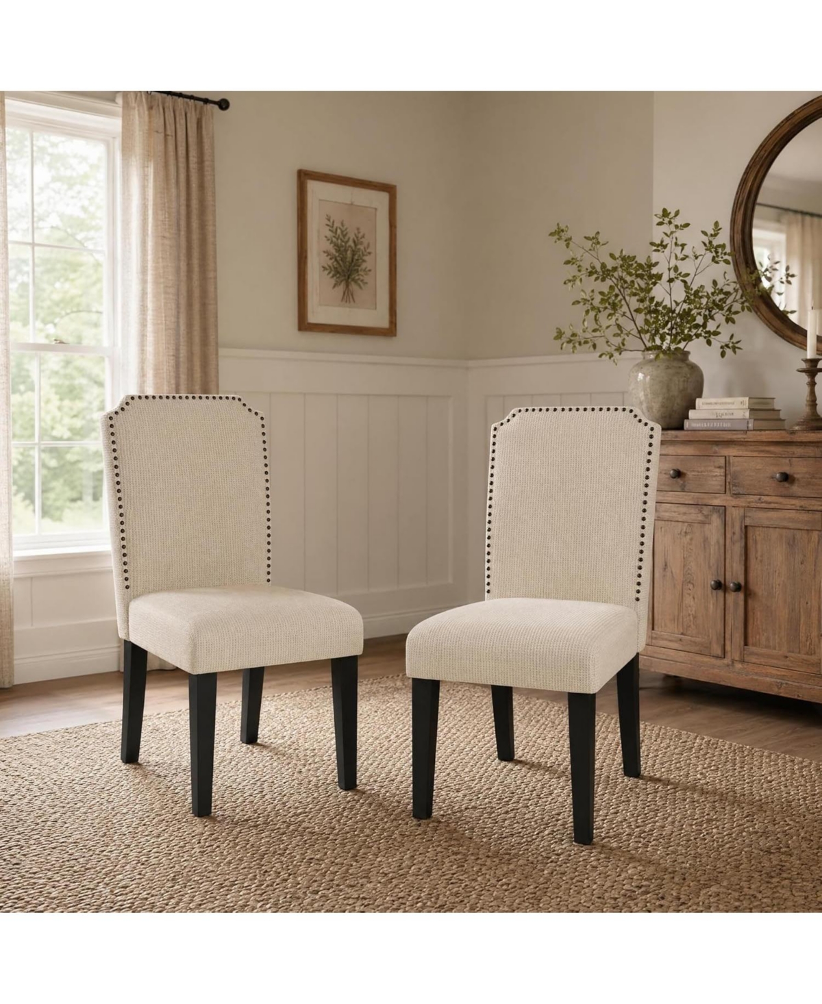 Click here for gaomon Cotton Linen Dining Chair  Wood Legs with T... prices