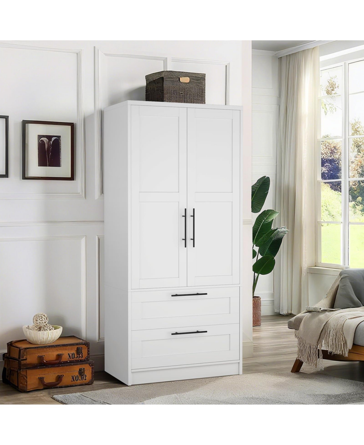 Click here for homfan Wooden Wardrobe Armoire with Drawers and Ha... prices
