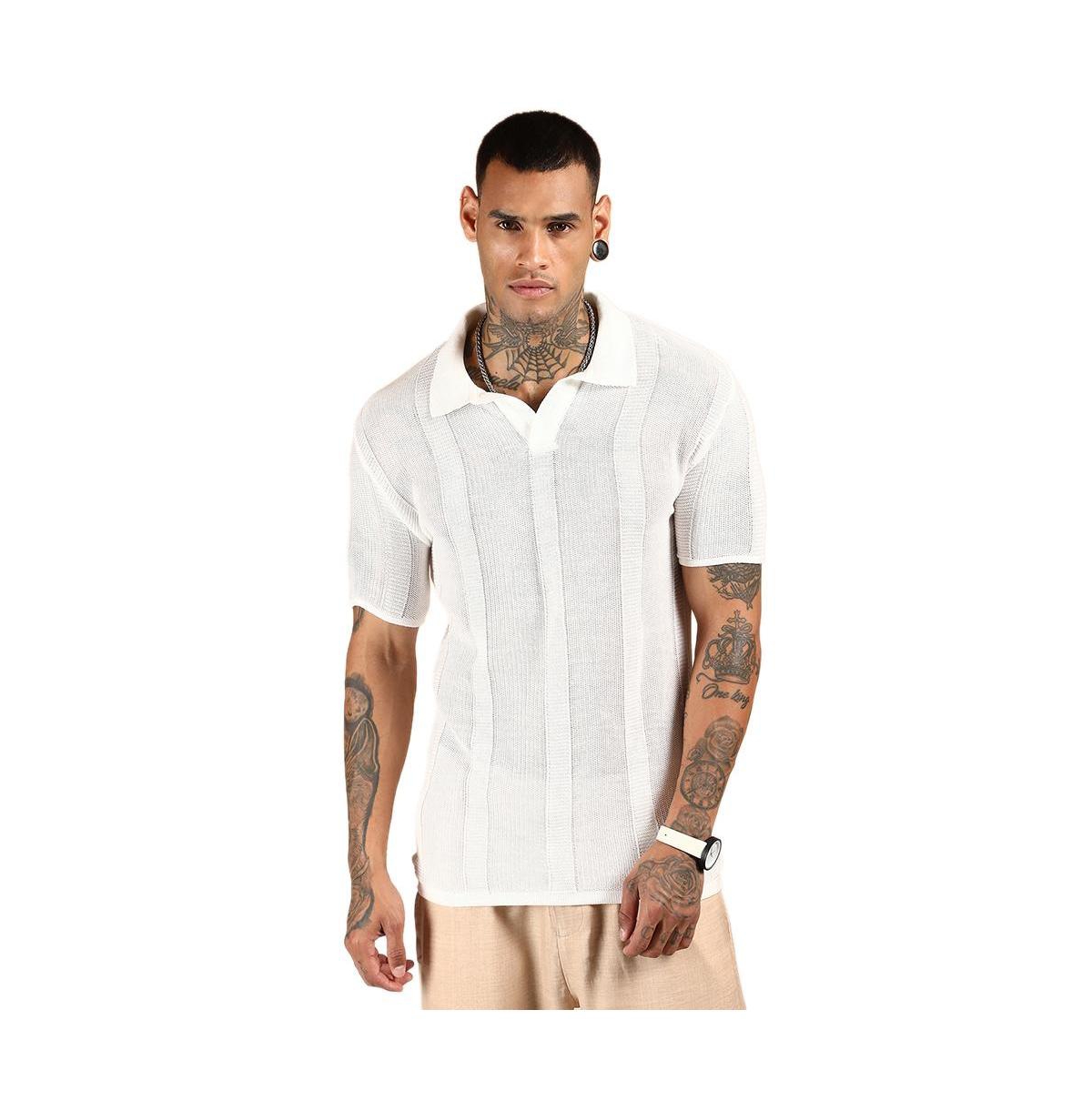 Click here for Campus Sutra Mens Unbalanced-Knit Polo T-Shirt - C... prices