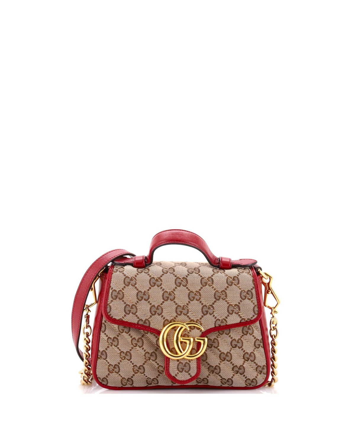 Click here for Pre-Owned Gucci Mini Gg Marmont Top Handle Flap Ba... prices