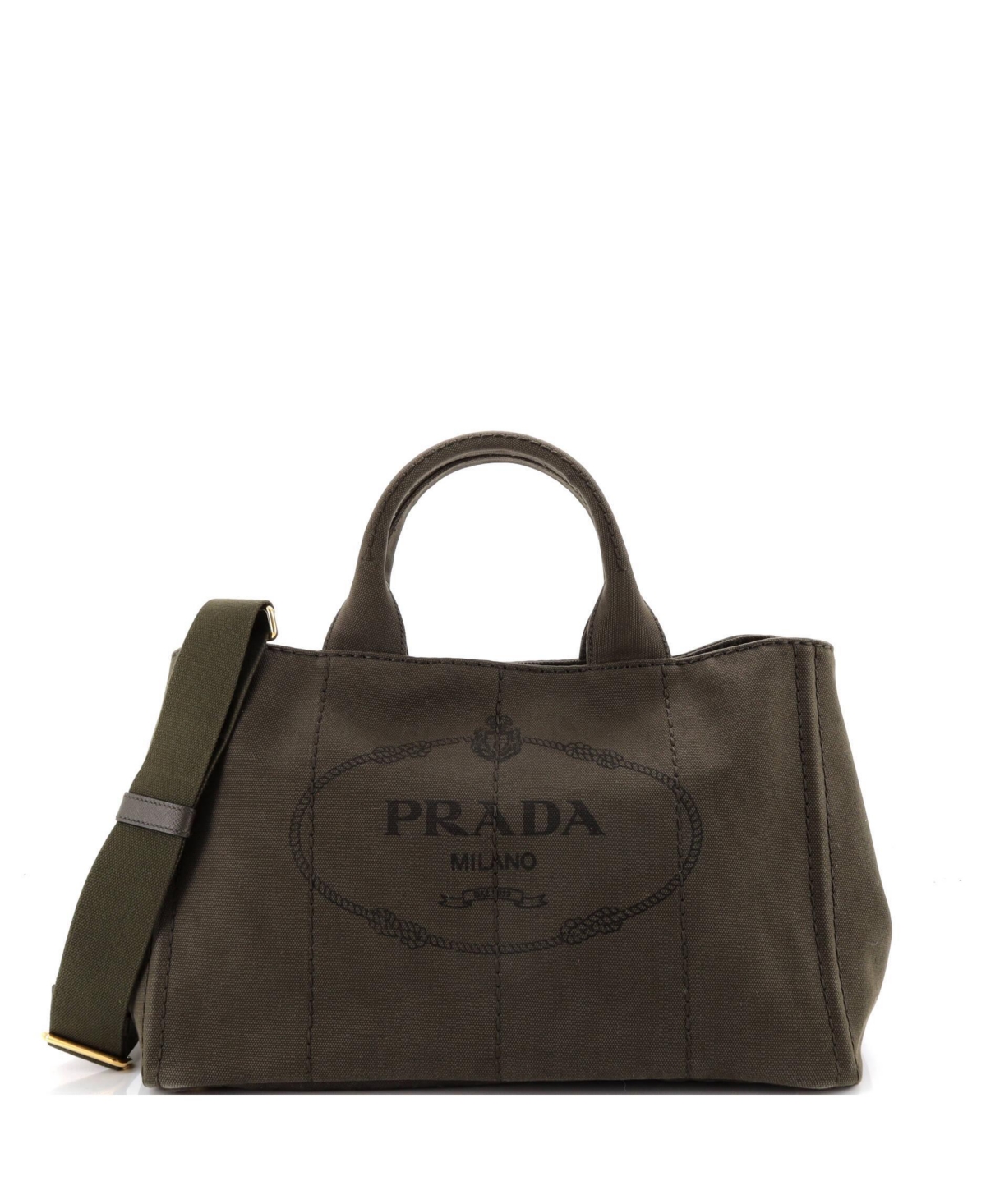 Click here for Pre-Owned Prada Medium Canapa Convertible Tote Can... prices