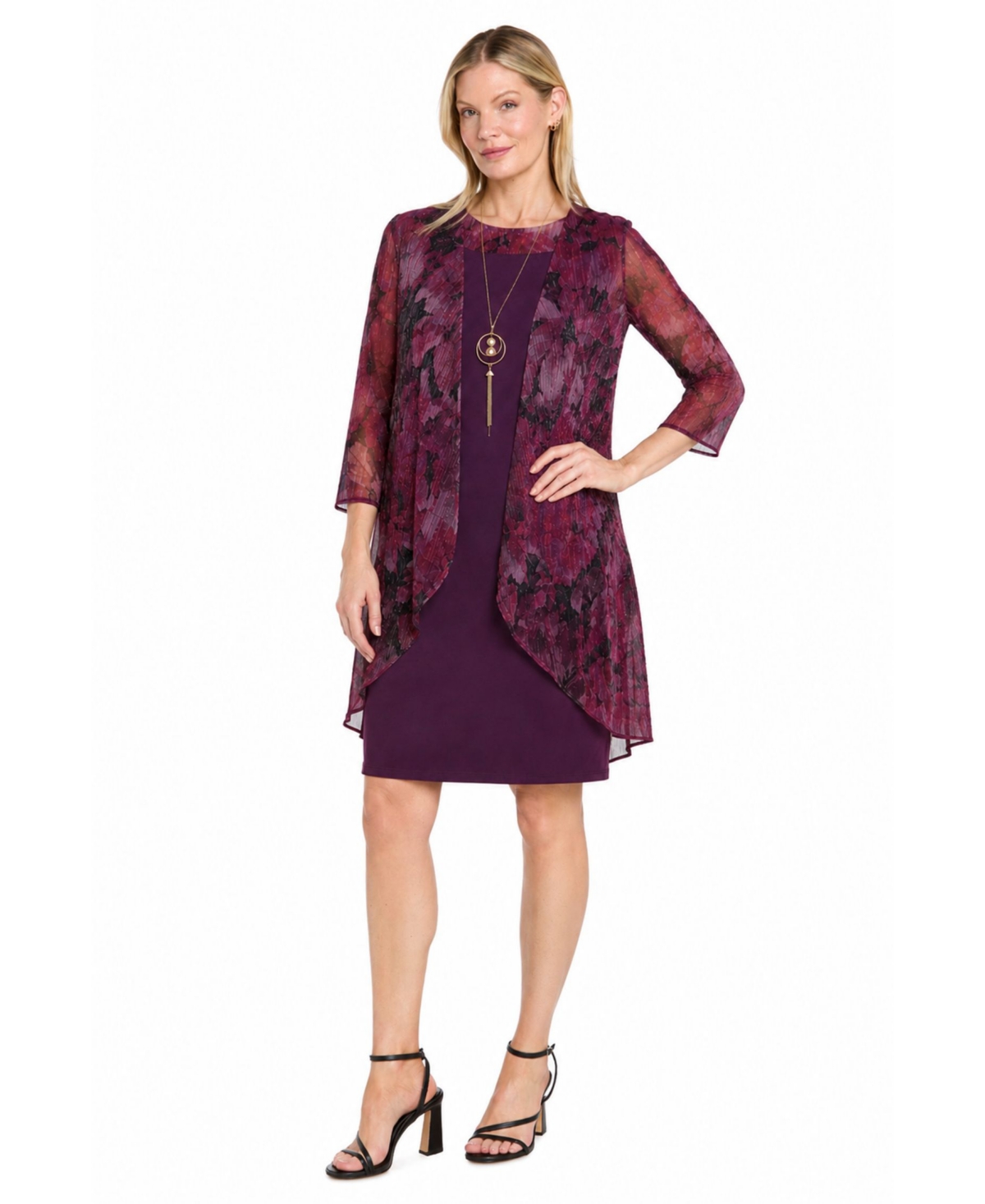 Click here for R & M Richards Womens Printed Puff-Sleeve Jacket &... prices