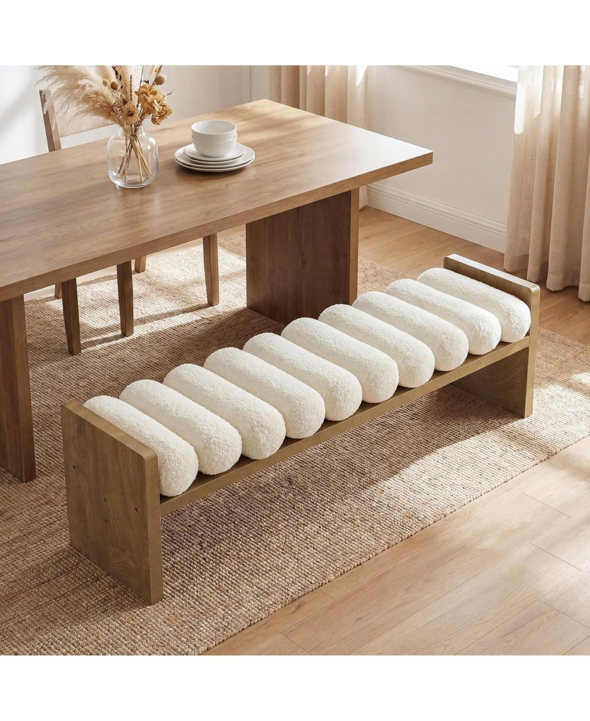 Click here for Tribesigns 59 Wooden Entryway Bench With Boucle Cu... prices