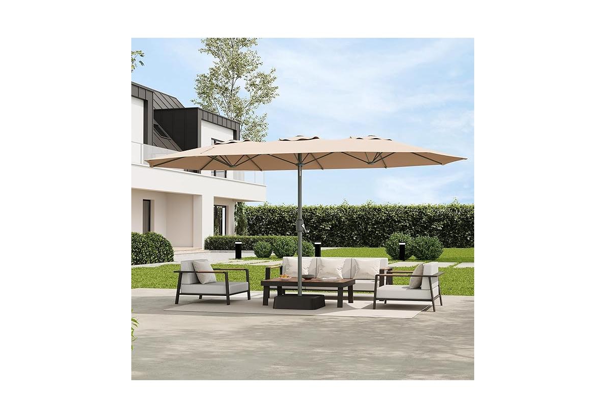 Click here for homfan 9x15 Outdoor Umbrella with Base  Extra Wide... prices