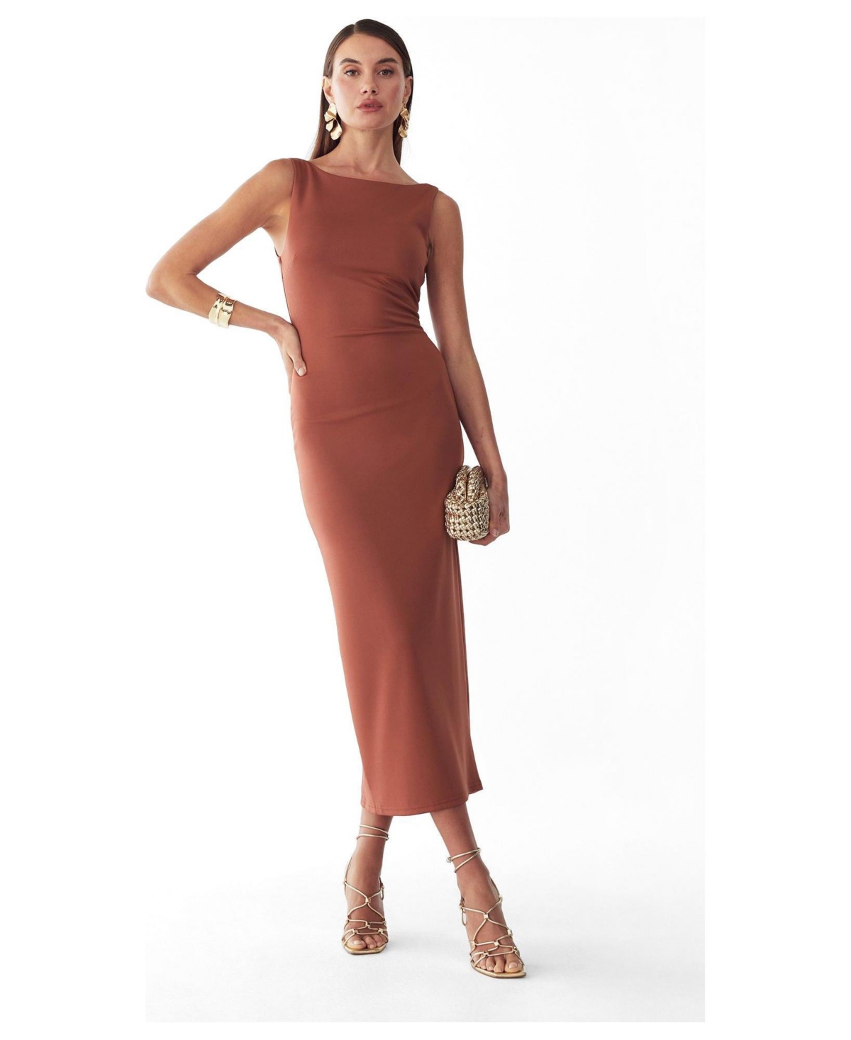 Click here for St Mrlo Womens Dea Midi Dress - Copper prices
