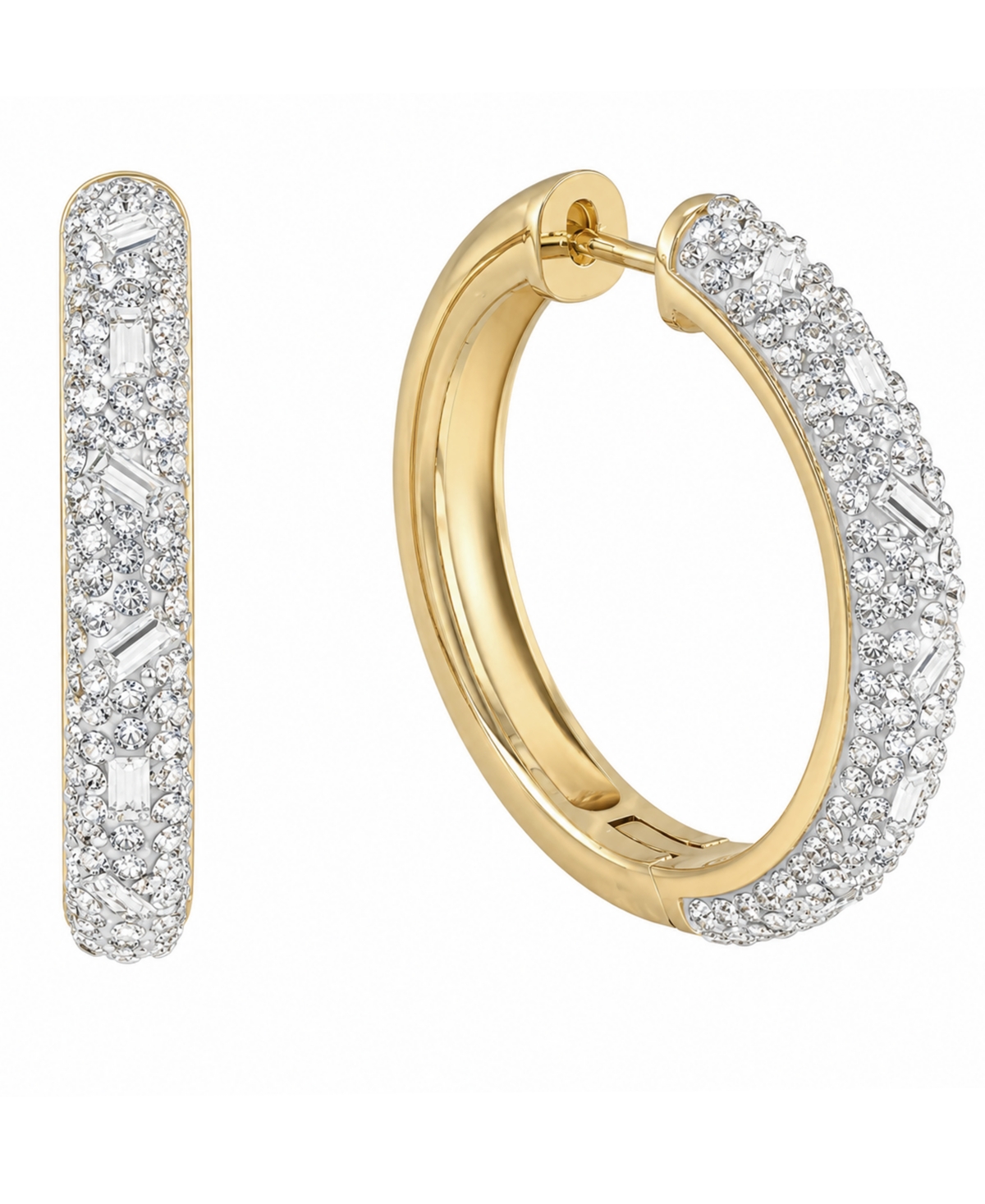 Click here for And Now This Crystal Composite Stone Hinged Hoop E... prices