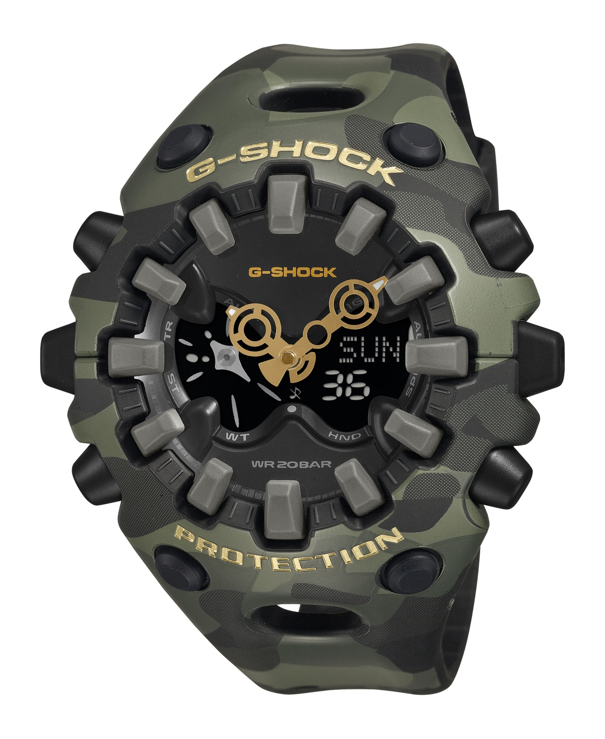 Click here for G-Shock Mens Black Camo Resin Watch 58.2mm - Green prices