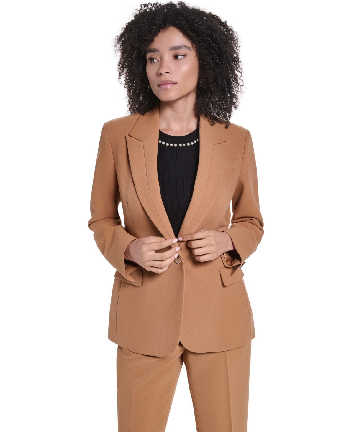 Click here for Karl Lagerfeld Paris Petite Peak One-Button Blazer... prices