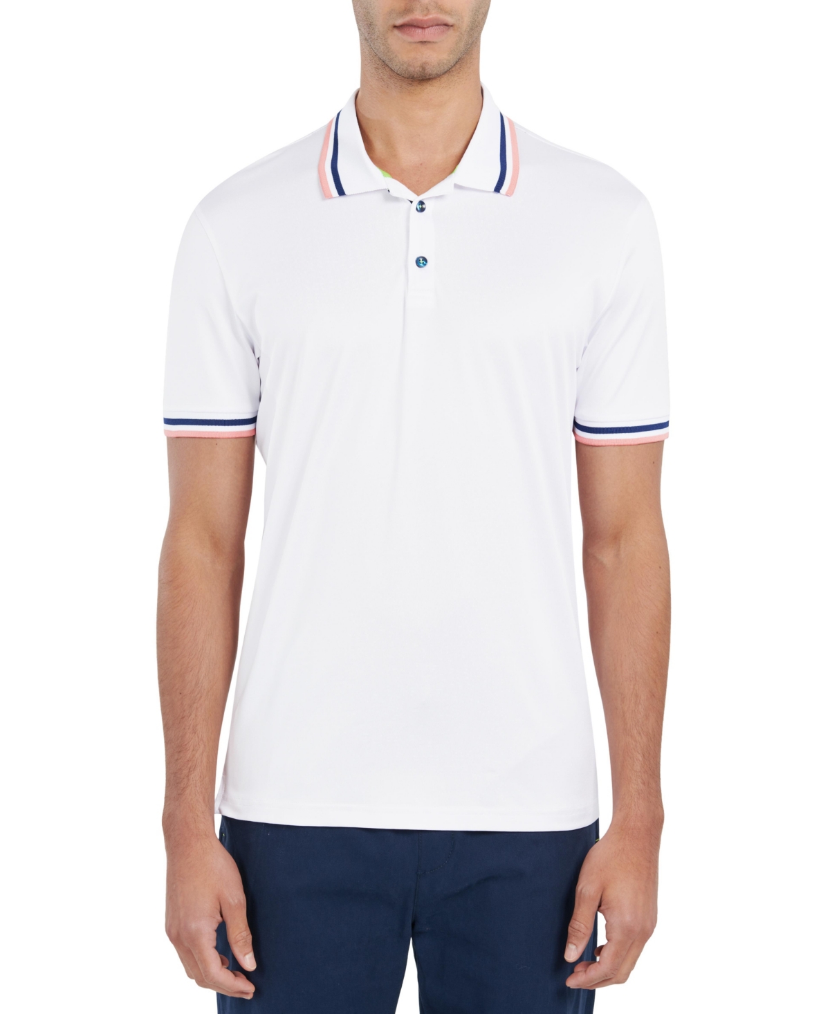 Click here for Society of Threads Mens Slim Fit Solid Polo - Whit... prices