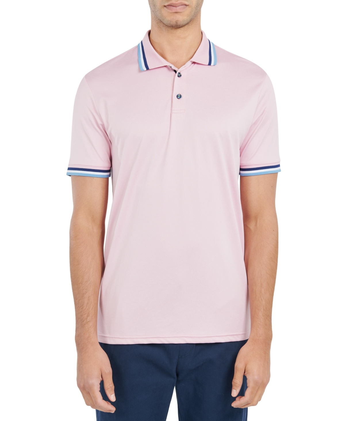 Click here for Society of Threads Mens Slim Fit Solid Polo - Pink prices