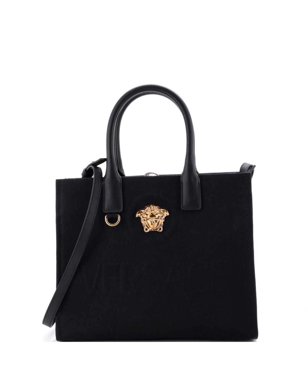 Click here for Pre-Owned Versace Small La Medusa Tote Embossed Ca... prices