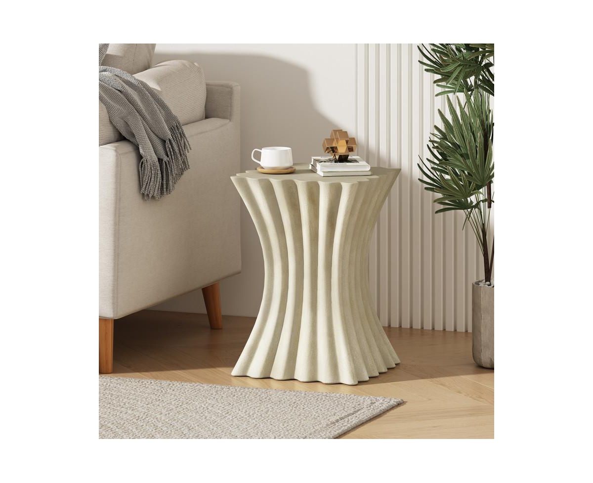 Click here for sumyeg Wave Shaped Mgo Side Table Sandstone Effect... prices
