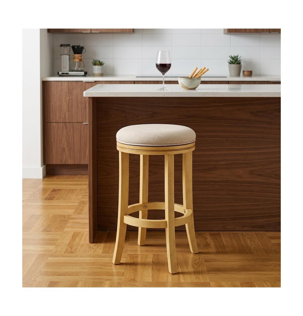Click here for HomeRoots 25 Fabric and Solid Wood Backless Counte... prices