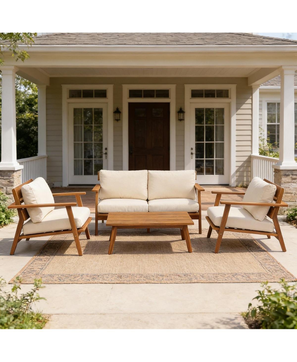 Click here for Asagikoiai Mid-Century Acacia Outdoor Patio Set wi... prices