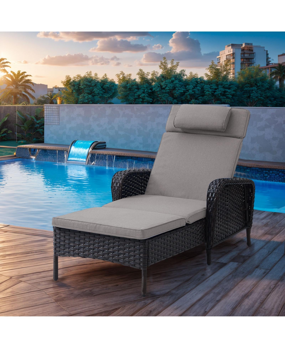 Click here for Pocassy Outdoor Wicker Reclining Lounge Chair  Out... prices