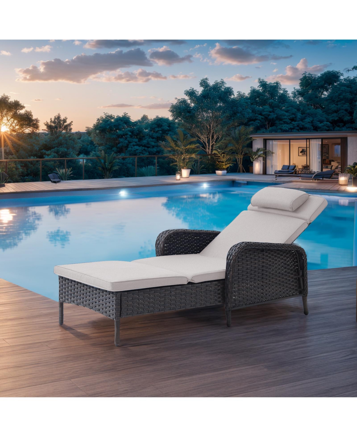 Click here for Pocassy Outdoor Wicker Reclining Lounge Chair  Out... prices