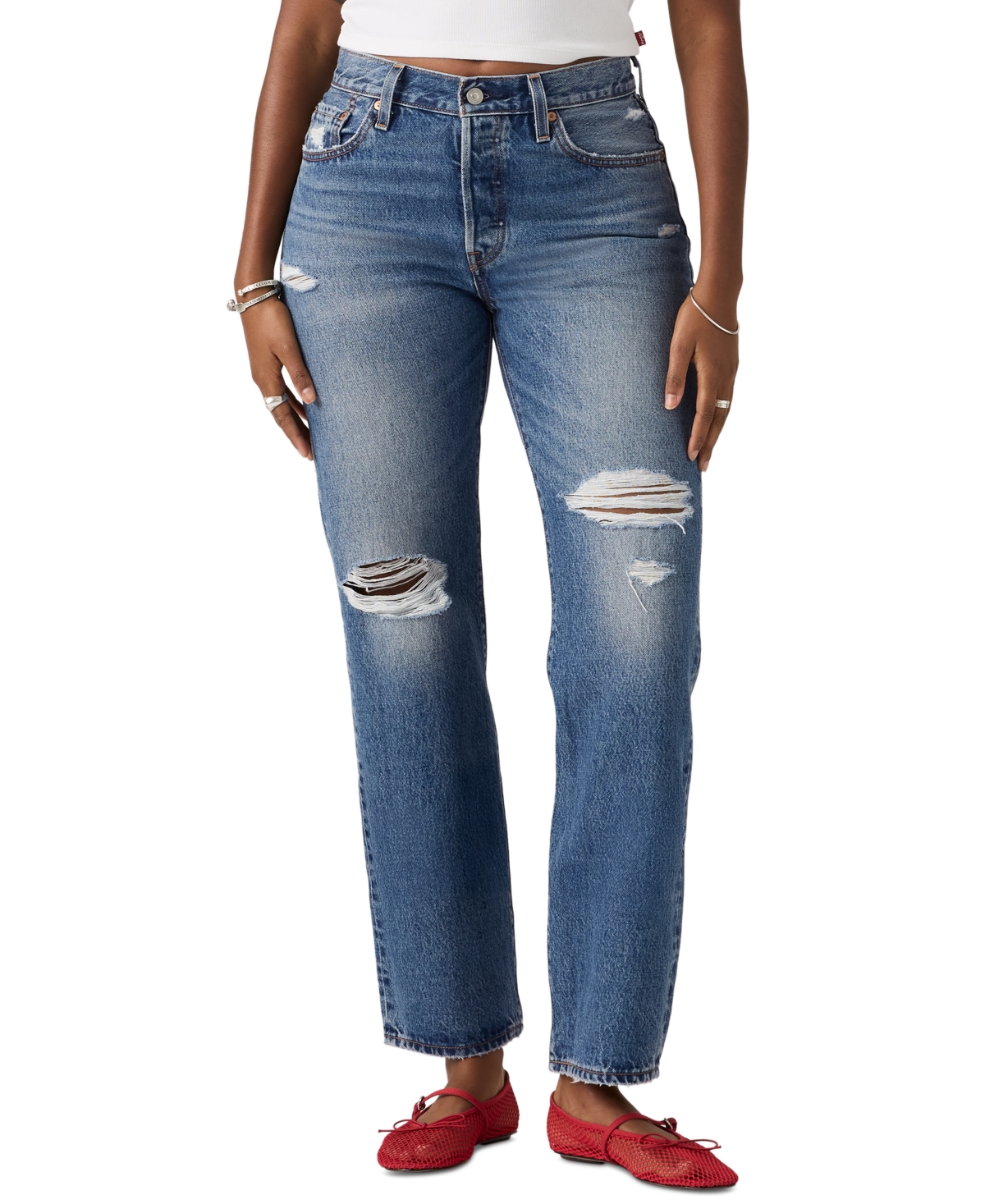 Click here for Levis Womens Mid-Rise Straight-Fit Jeans - Natural... prices