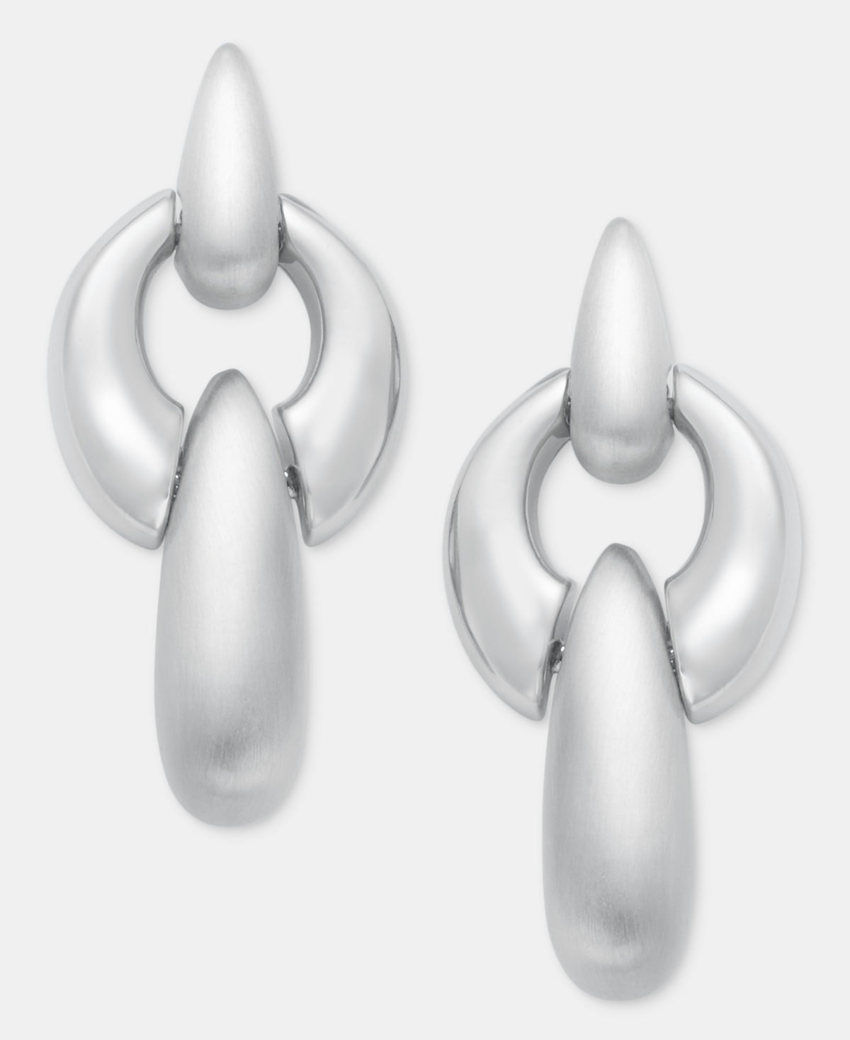 Click here for Anne Klein Puffy Linked Linear Drop Earrings - Sil... prices